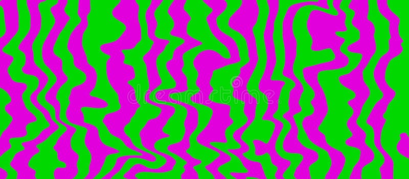 Psychedelic Wavy Pink and Green Lined Background Stock Illustration ...