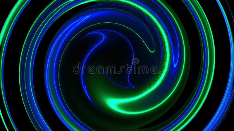 Computer Generated Abstract Twist Background. 3D Rendering Circular Merger of Neon Color Lines ...