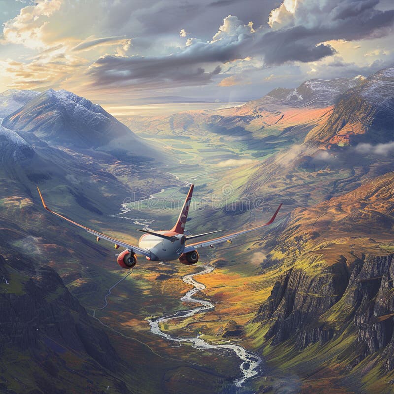 Computer Generated Airplane Flying. AI Generative Stock Illustration ...