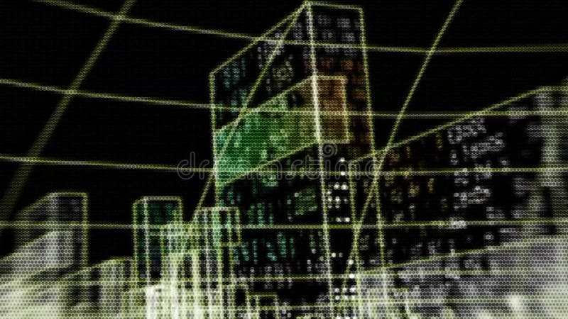 Computer Generated Animated Moving Motion Background Showing City ...