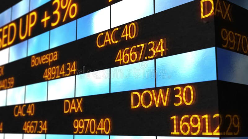 Computer Generated Animation of Scrolling Text Running on Stock Market ...