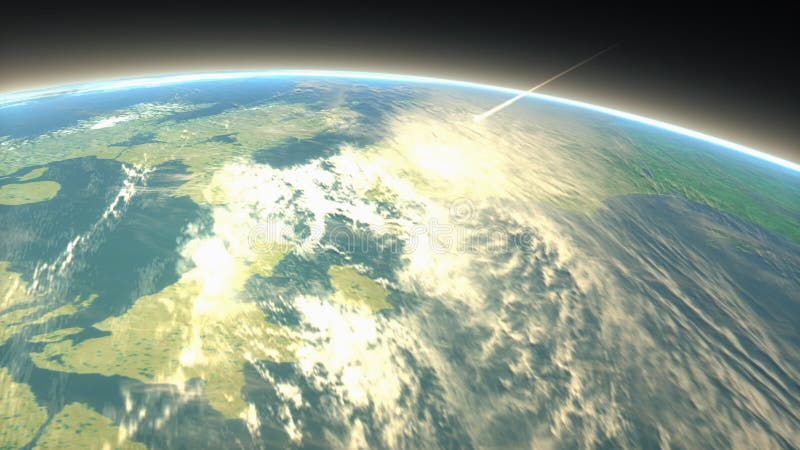 Artist Rendering, Orbital View Meteor Entry. Stock Video - Video of ...