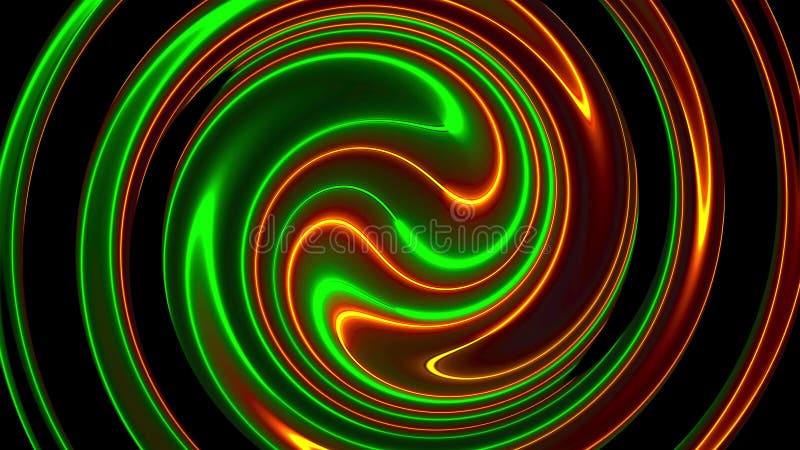 Computer Generated Abstract Twist Background. 3D Rendering Circular Merger of Neon Color Lines ...
