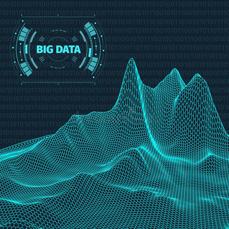 Computer Generated Binary Code Landscape on Black Background . Big Data ...