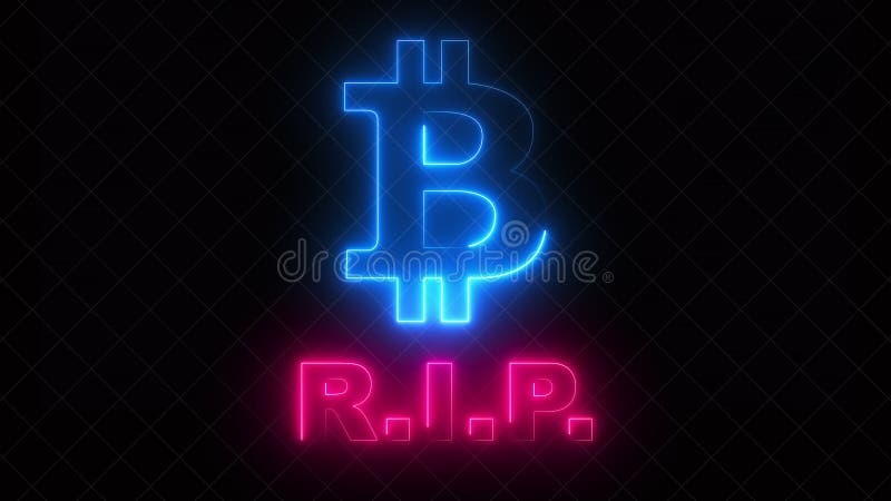 Computer Generated Bitcoin RIP Symbol with Light Effect. 3d Rendering ...
