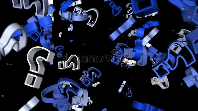 Computer Generated Blue and White Question Signs Fly To Camera Stock ...