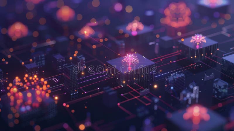 Computer Generated City at Night Stock Image - Image of cityscape ...