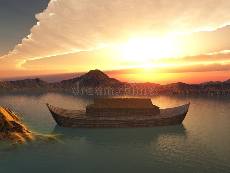 Ark of Noah at sunrise stock illustration. Illustration of yellow ...