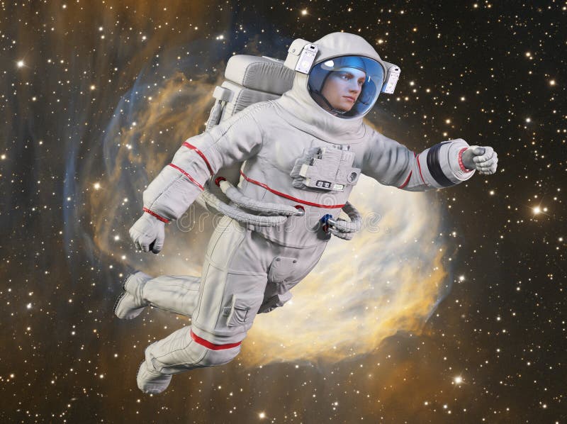 Astronaut floats in space stock illustration. Illustration of galaxy ...