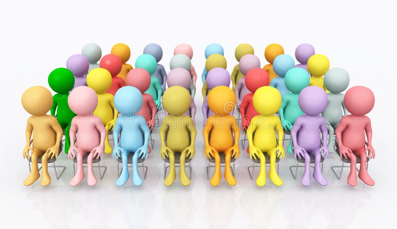 Audience with 3D figures stock illustration. Illustration of speech ...