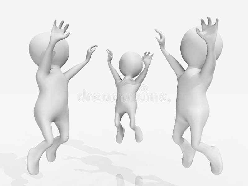 Cheering 3D figures stock illustration. Illustration of hopping - 117717857