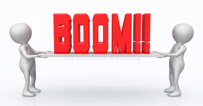 3D Figures with the Word Boom on a Board Stock Illustration ...
