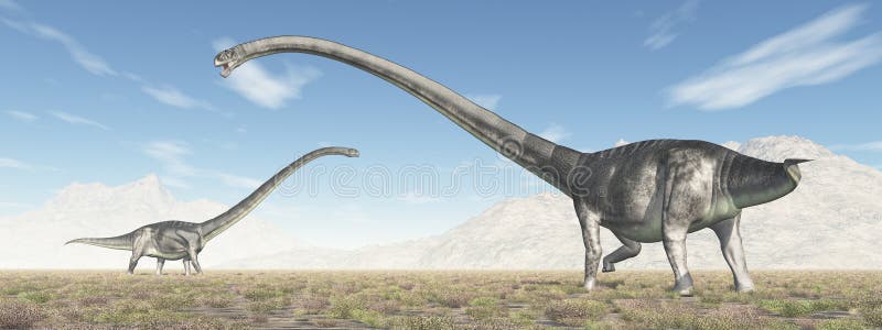 Dinosaur Omeisaurus in a Landscape Stock Illustration - Illustration of ...