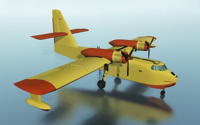 Firefighting Plane Dropping Water Above Burning Forest. Aerial ...