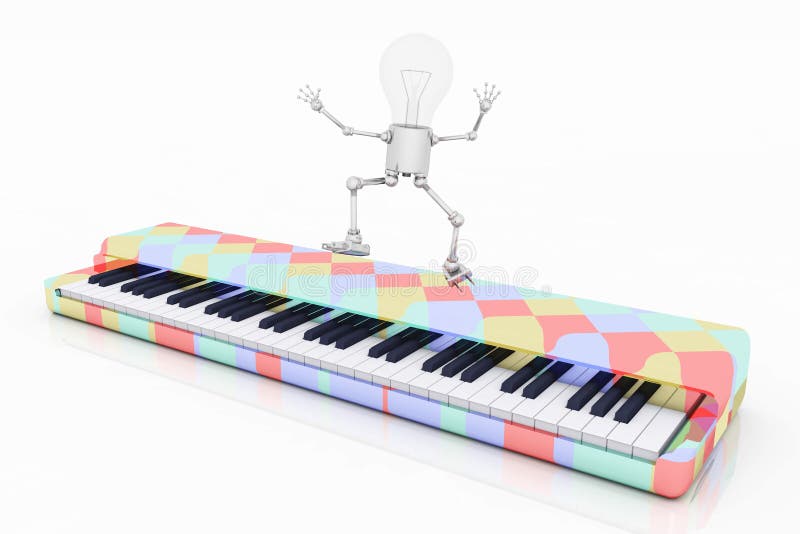 Light Bulb Figure Dancing on a Keyboard Stock Illustration ...