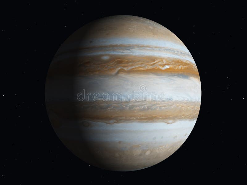Planet Jupiter Partially Illuminated by the Sun Stock Illustration ...