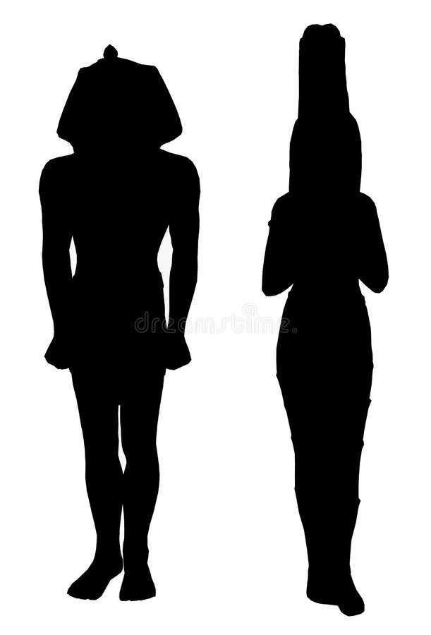 Silhouette with Two Statues from Ancient Egypt Stock Illustration ...
