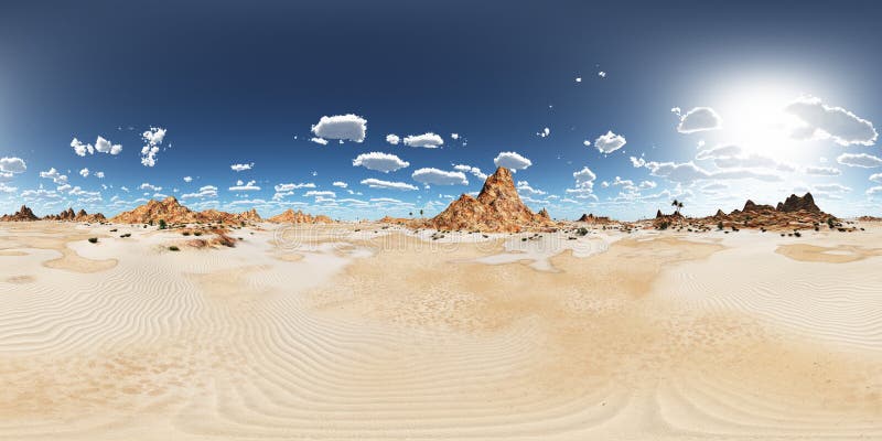 360 Degree Desert Landscape. Equirectangular Projection, Environment ...