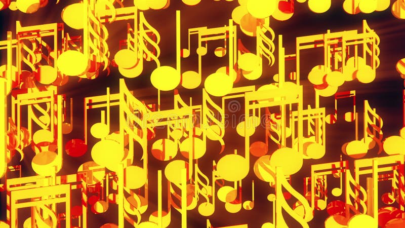 Computer Generated 3D Rendering. Cluster of Many Gold Musical Notes on ...