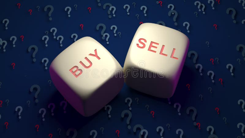 A Computer Generated Dice with "Buy" and "Sell" on Background with ...