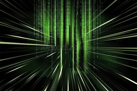 Matrix-Inspired Digital Background with Cascading Green Code Streams ...