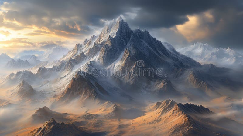 A Computer-generated Drawing of a Majestic Mountain Stock Photo - Image ...