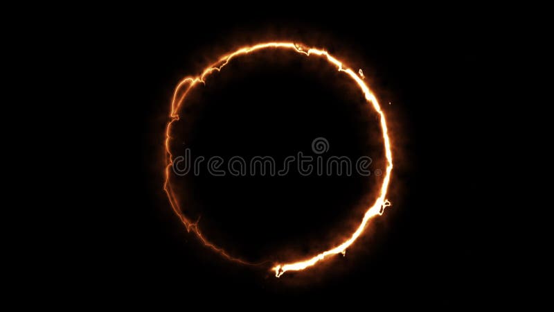 Computer Generated Fire Ring on Black Background. 3d Rendering of ...
