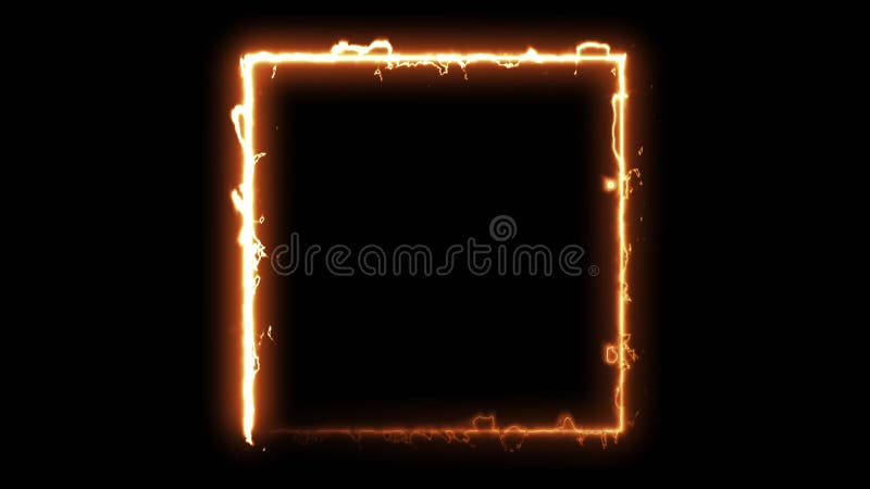 Computer Generated Fire Square on Black Background. 3d Rendering of ...