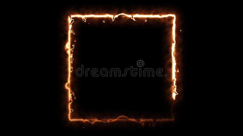 Computer Generated Fire Square on Black Background. 3d Rendering of ...