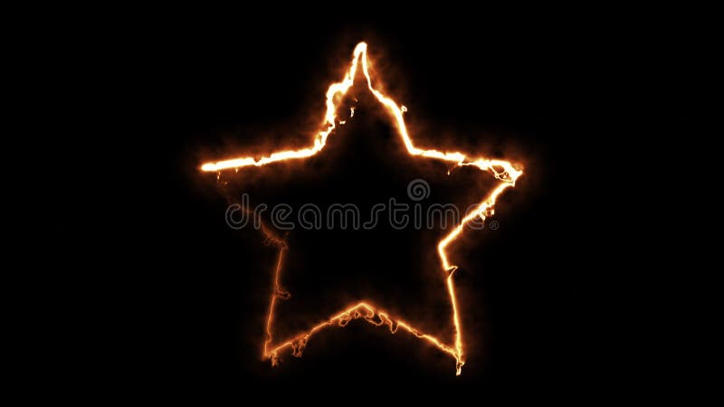 Computer Generated Fire Star on Black Background. 3d Rendering of ...