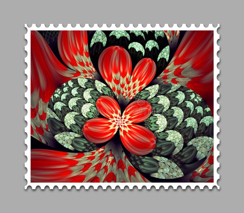 Computer Generated Fractal Artwork Stamp Template Stock Illustration ...