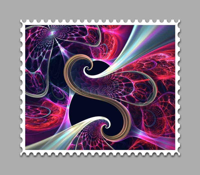 Computer Generated Fractal Artwork Stamp Template Stock Illustration ...
