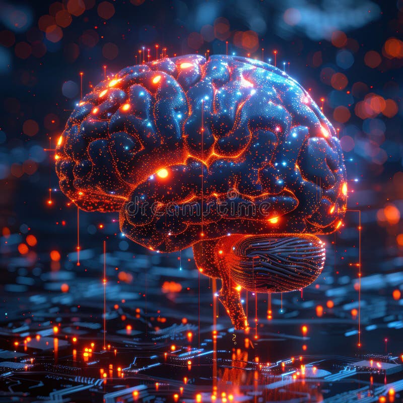 A Computer-generated, Futuristic Image of a Brain with an Artistic ...