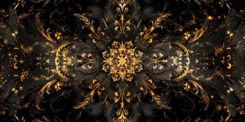 Computer Generated Gold and Black Design with Intricate Patterns and ...