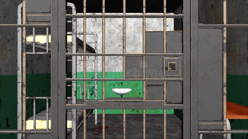 Computer Generated Grim Prison Interior through Bars 3d Rendering ...