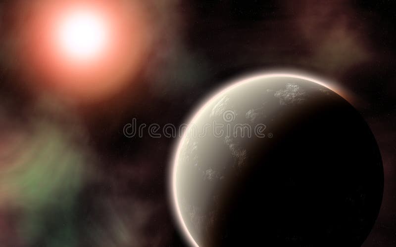 Planet and Its Red Sun stock illustration. Illustration of planet ...