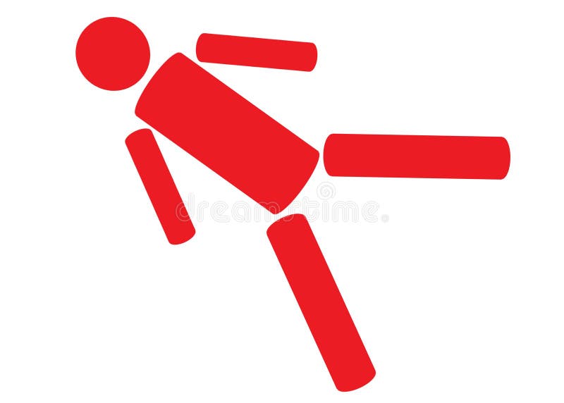 An All Red Slanted Skeleton Stick Man Impression Symbol Icon Shape of a ...