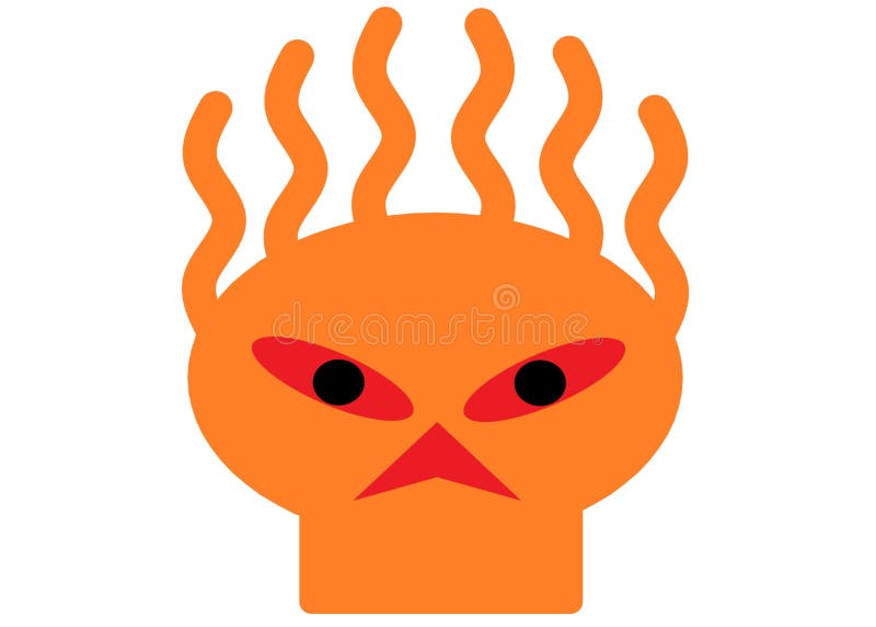 An Angry Orange Flaming Demon Skull Simple Symbol Shape White Backdrop ...