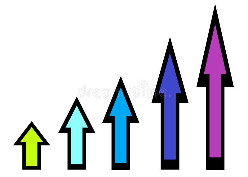 Arrows with Bold Black Outlines and Multiple Colors of Different Sizes ...