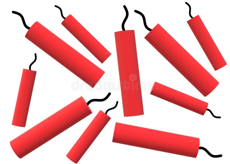 Several Duplicates of Bright Red Firecrackers Dynamites with Black Fuse ...