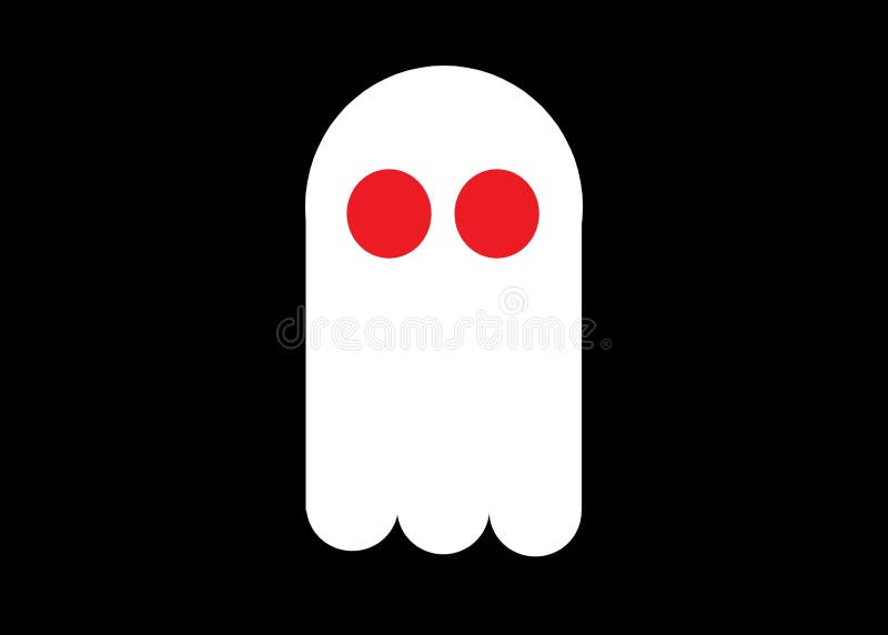 A Cute Simple Symbol Shape of a White Ghost Apparition with Red Fiery ...