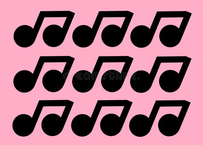 Duplicates of a Single Bold Dark Black Music Musical Note Notation ...