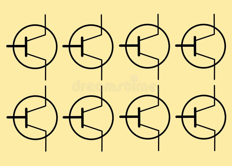 Eight Transistor Component Electronic Electrical Symbols Light Yellow ...