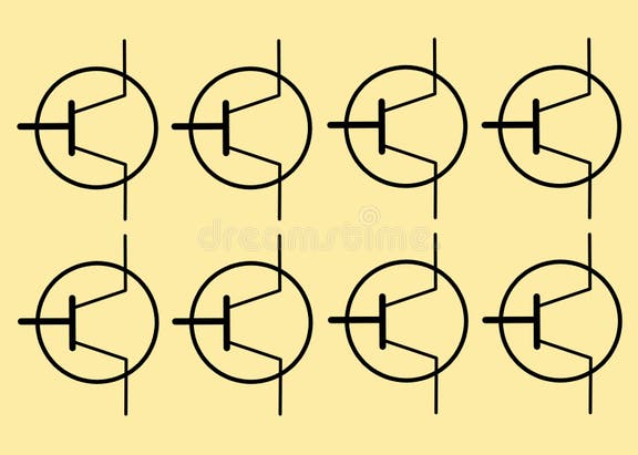 Eight Transistor Component Electronic Electrical Symbols Light Yellow ...