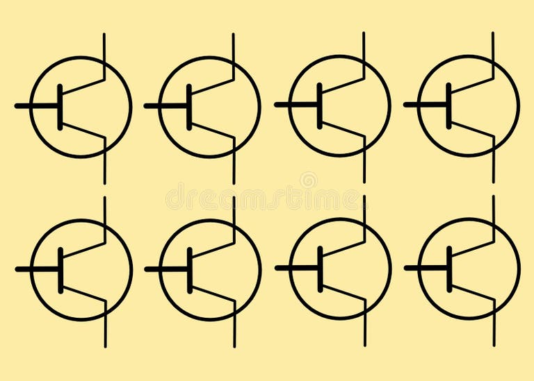Eight Transistor Component Electronic Electrical Symbols Light Yellow ...