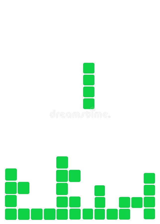A Game of Tetris in Progress - Blocks are in Green Editorial ...