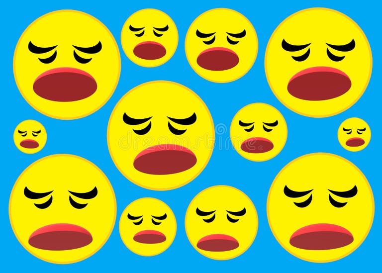 A Group of Different Sized Yellow Emoticon Smiley with a Grumbling Sad ...