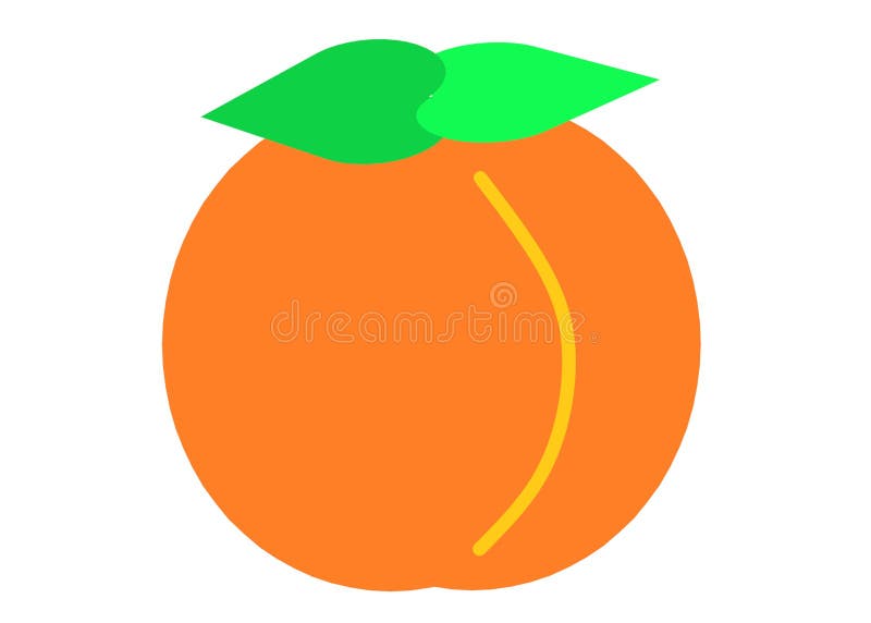 An Orange Maroon Peach Fruit with Green Leaves White Backdrop Stock ...
