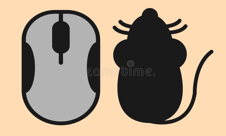 A Pair of Computer Mouse and Real Mouse Against a Beige Backdrop Stock ...