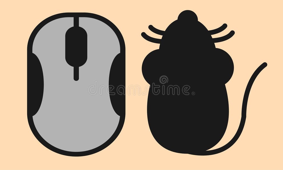 A Pair of Computer Mouse and Real Mouse Against a Beige Backdrop Stock ...